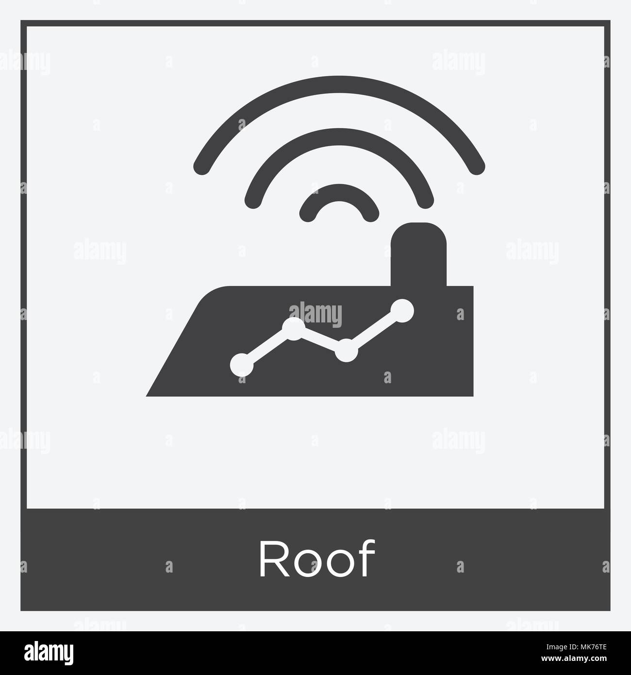Roof icon isolated on white background with gray frame, sign and symbol ...