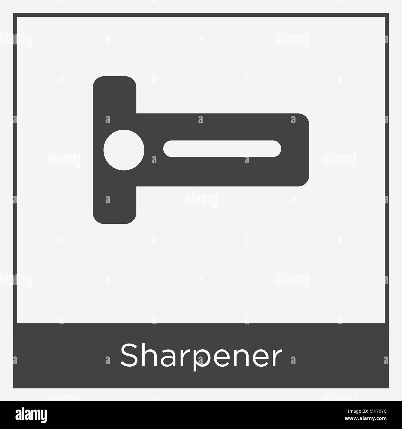 Sharpener icon isolated on white background with gray frame, sign and ...