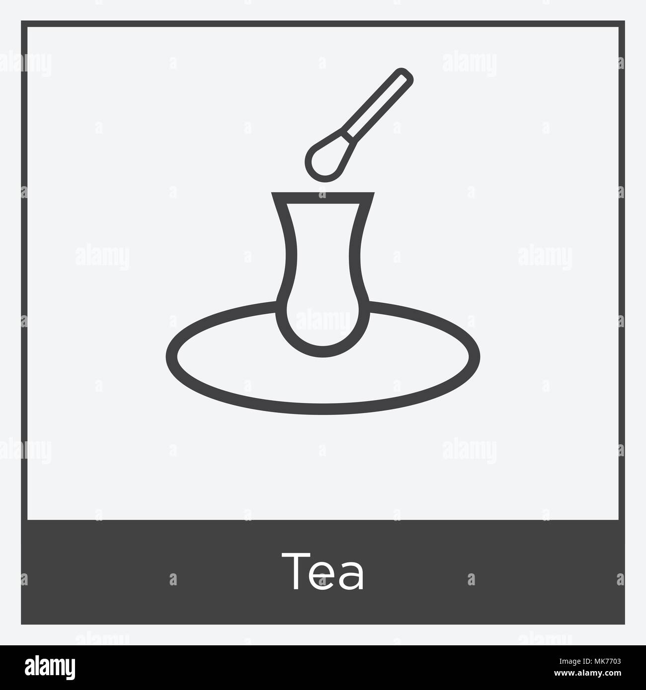 Tea icon isolated on white background with gray frame, sign and symbol ...