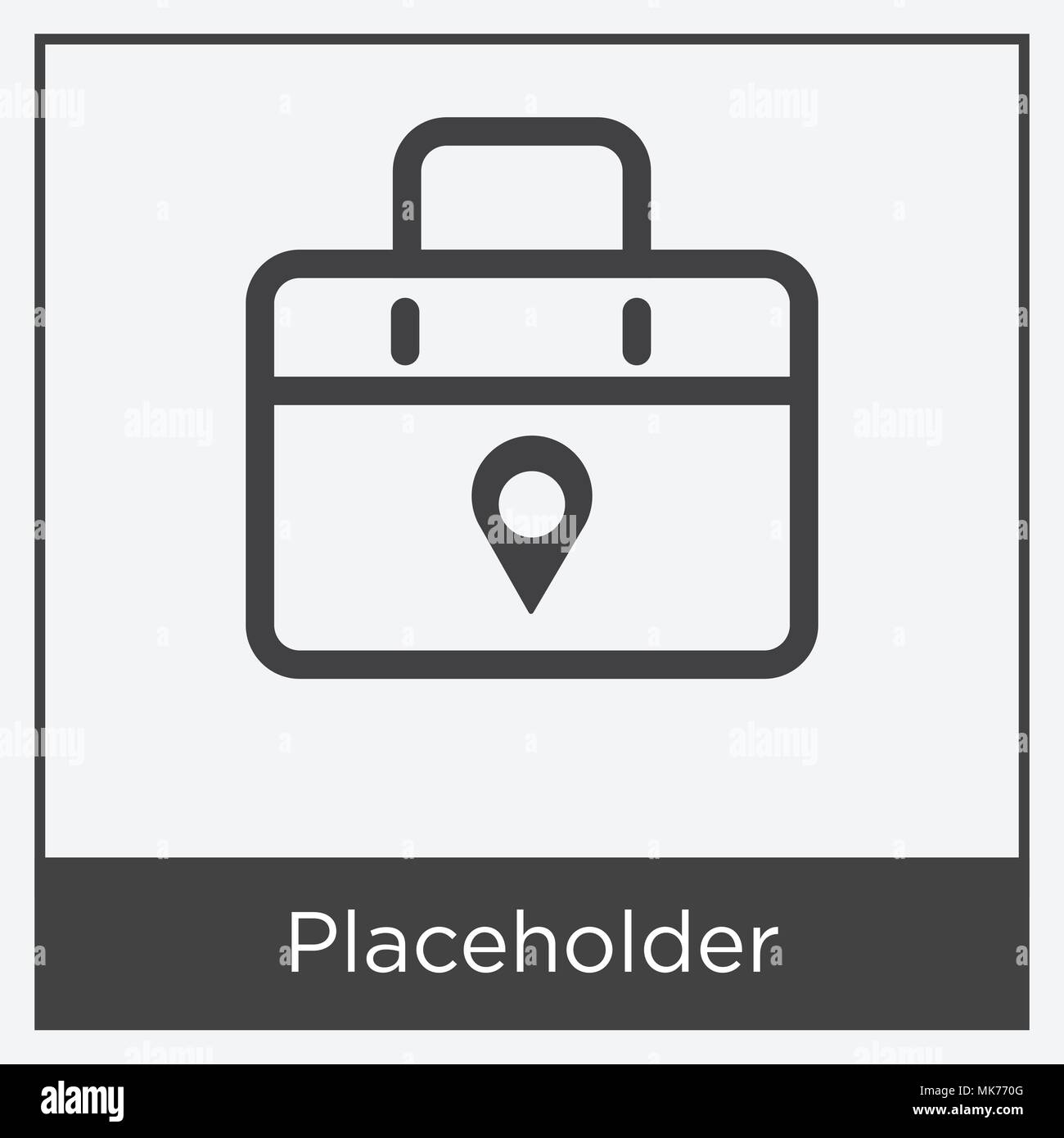 Placeholder icon isolated on white background with gray frame, sign and ...