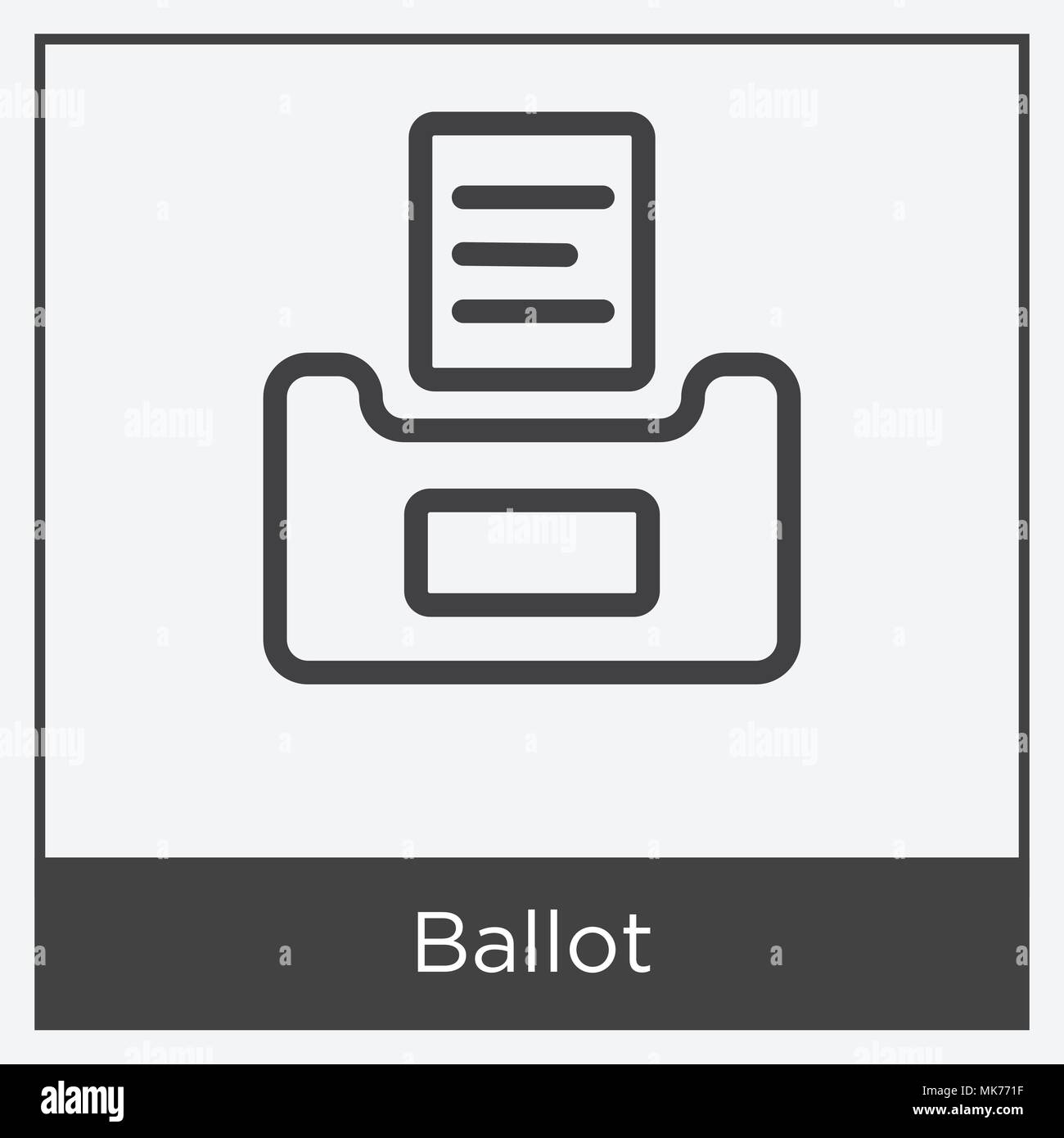 Ballot icon isolated on white background with gray frame, sign and ...