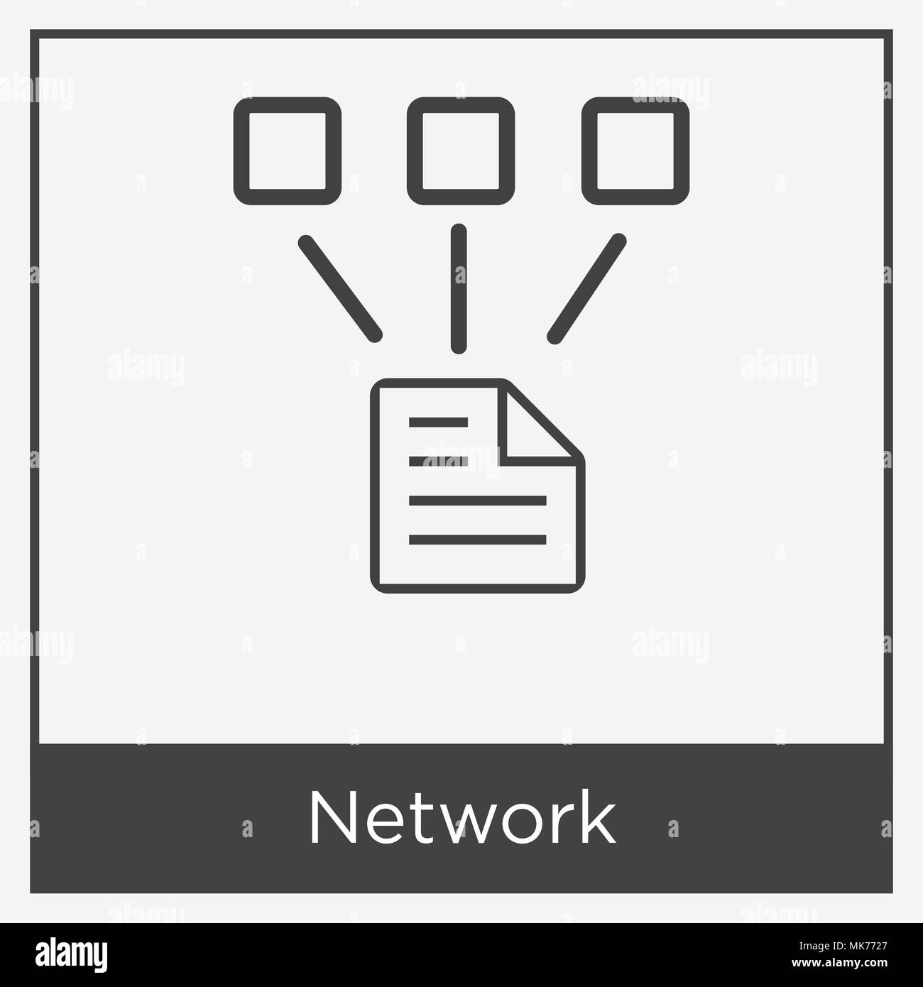 Network icon isolated on white background with gray frame, sign and ...