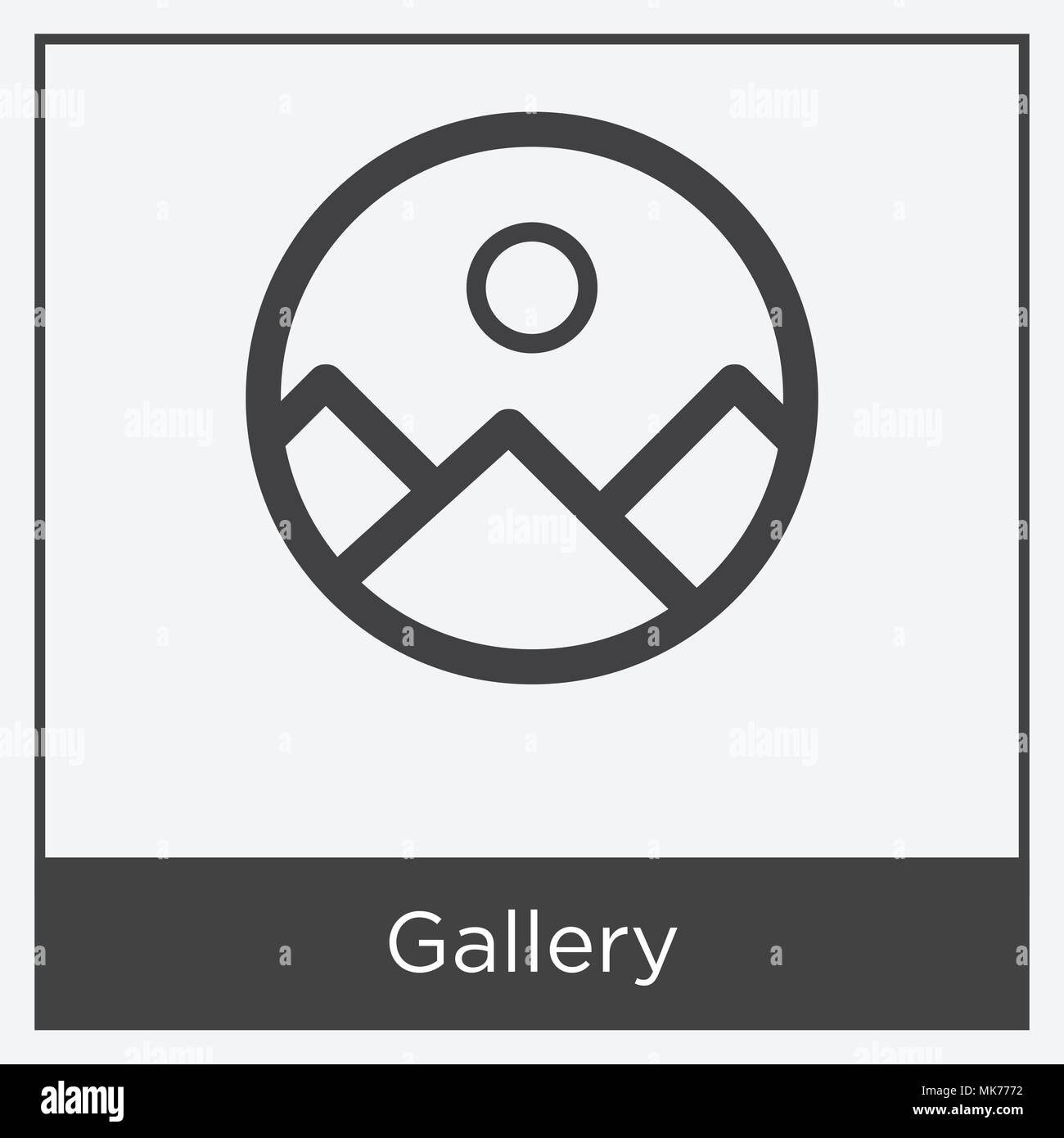 Gallery icon isolated on white background with gray frame, sign and ...