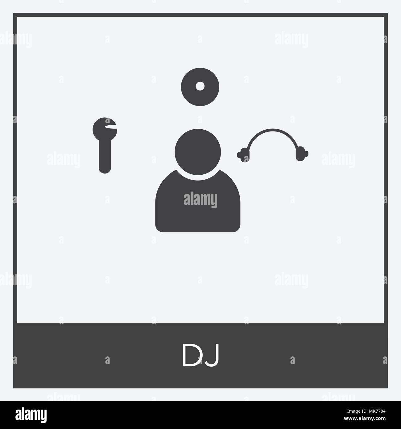 DJ icon isolated on white background with gray frame, sign and symbol ...