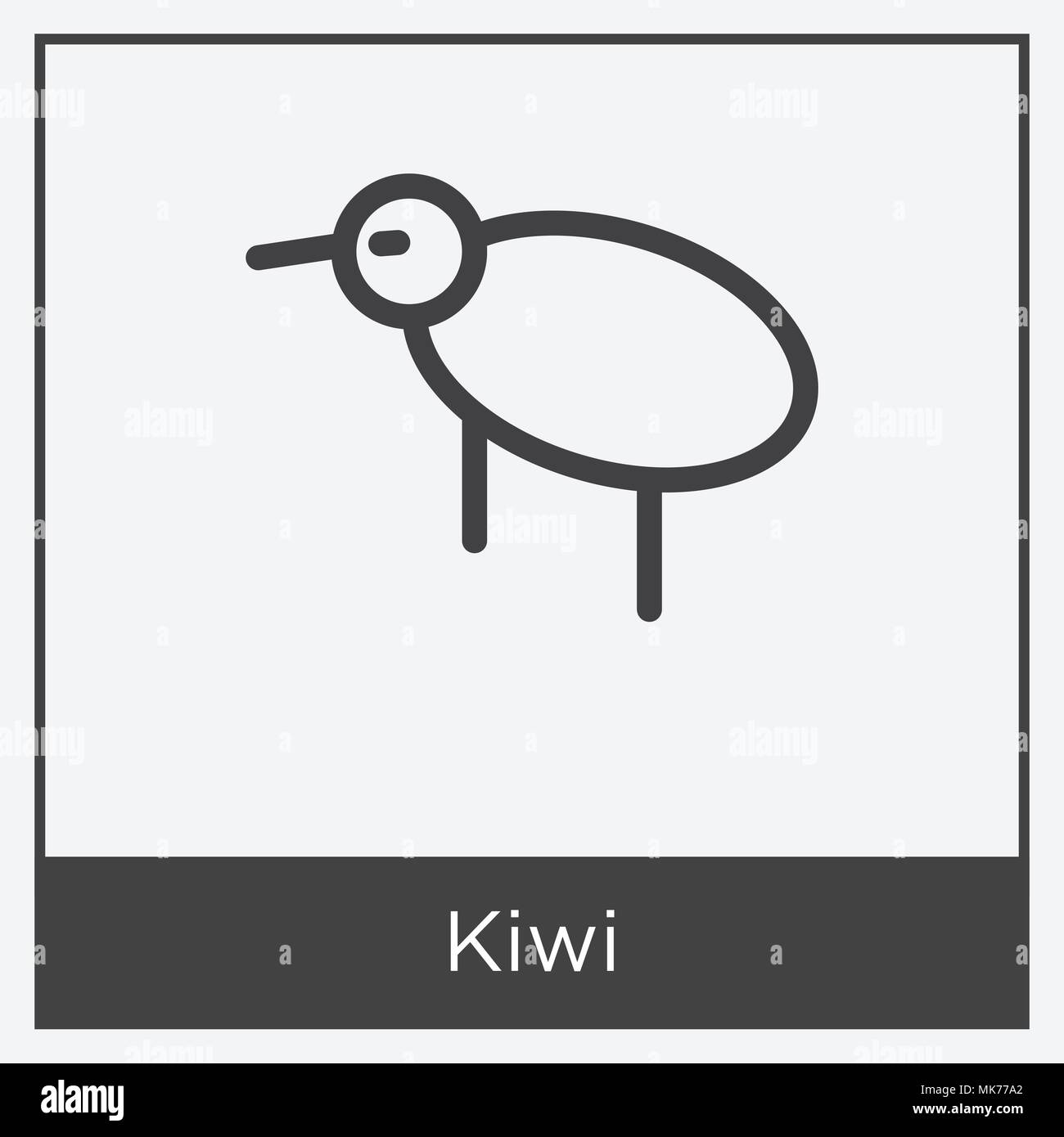 Kiwi icon isolated on white background with gray frame, sign and symbol ...