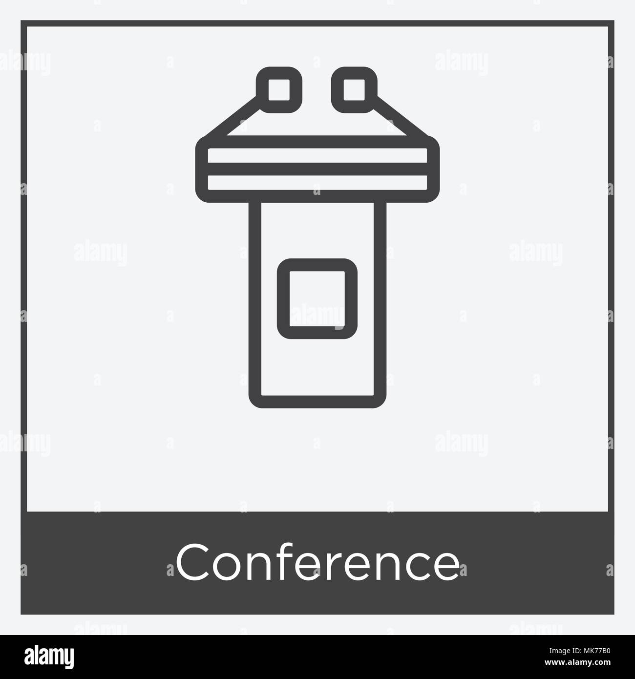 Conference icon isolated on white background with gray frame, sign and ...