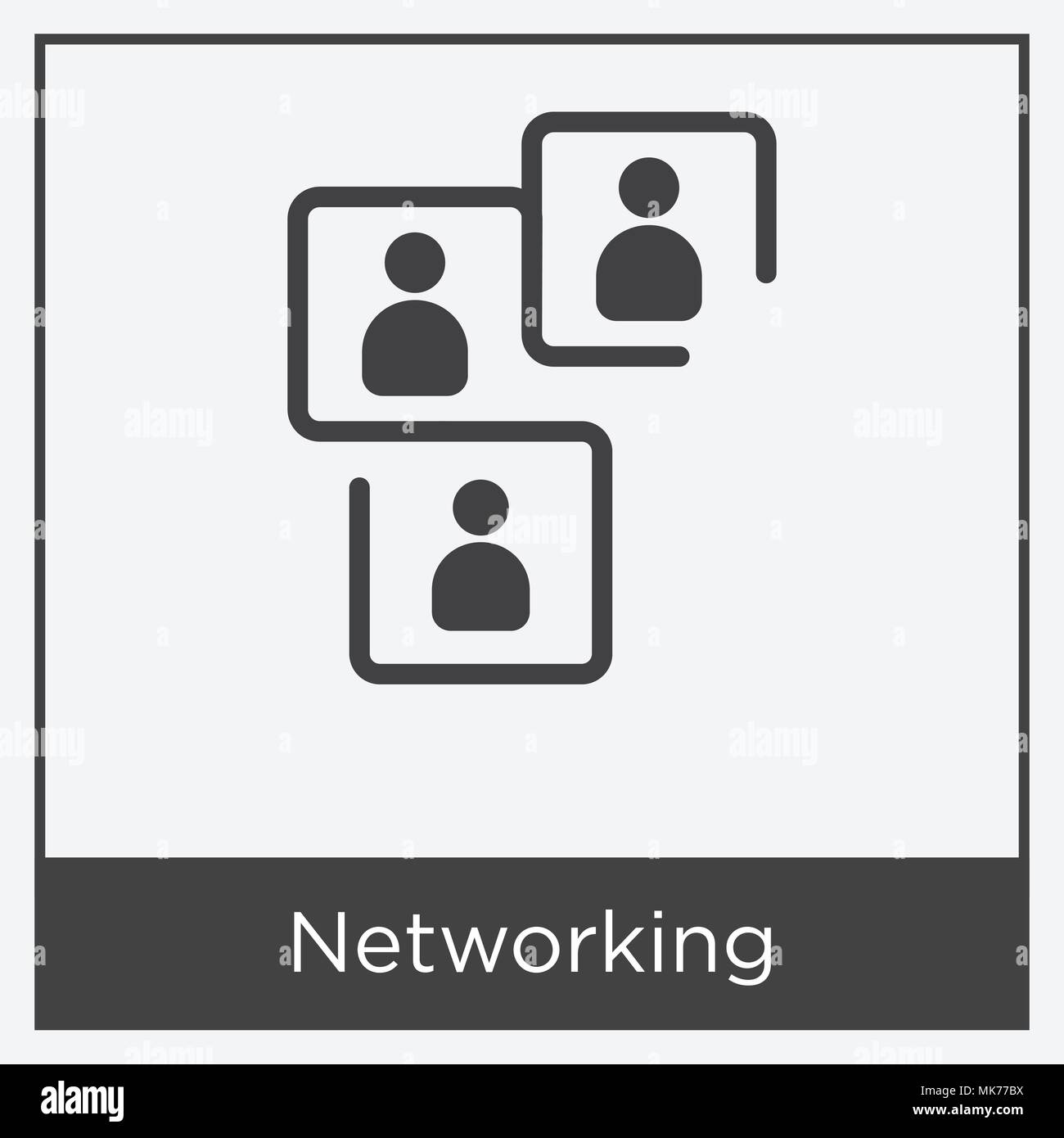 Networking icon isolated on white background with gray frame, sign and ...