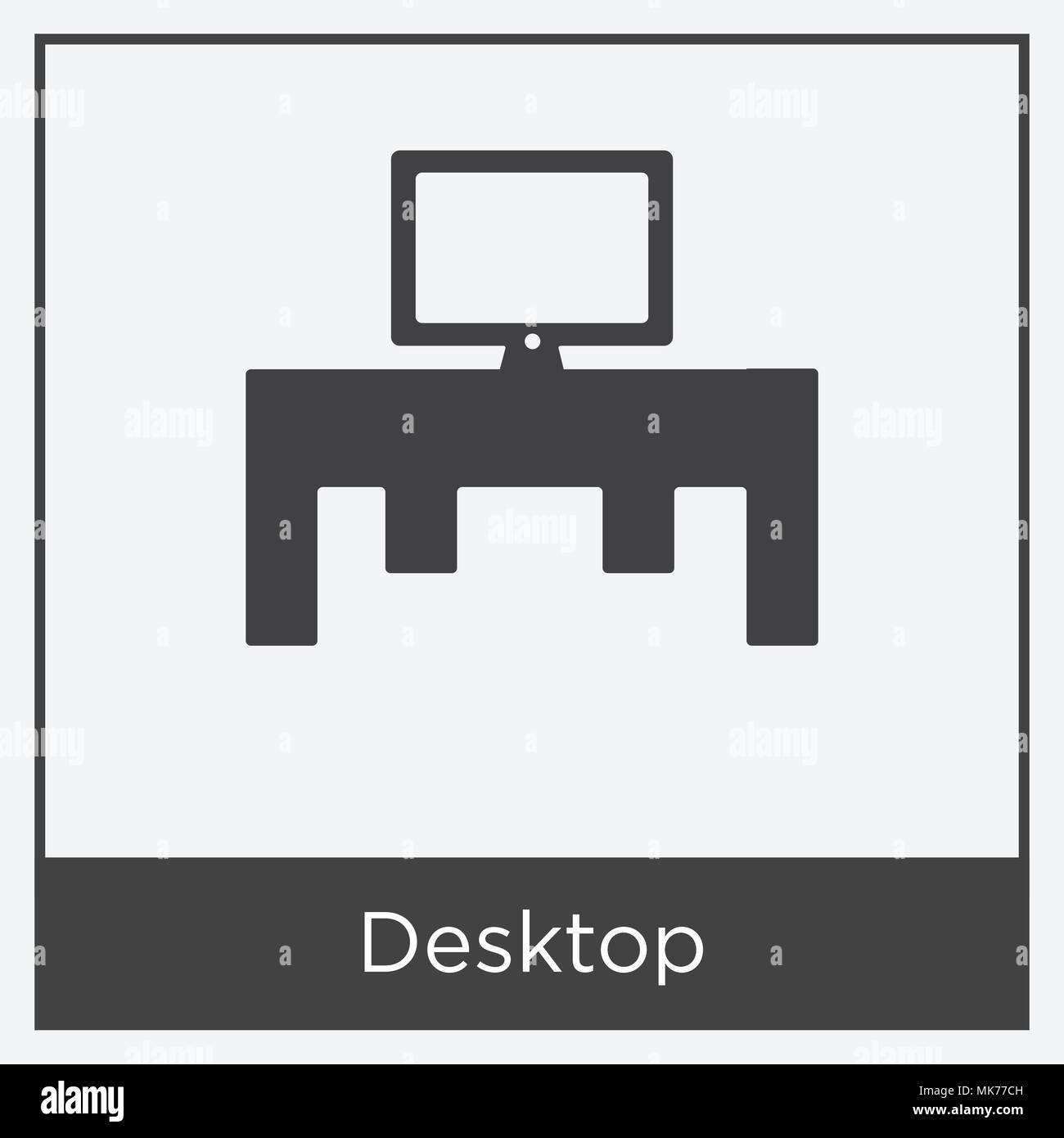 Desktop icon isolated on white background with gray frame, sign and ...