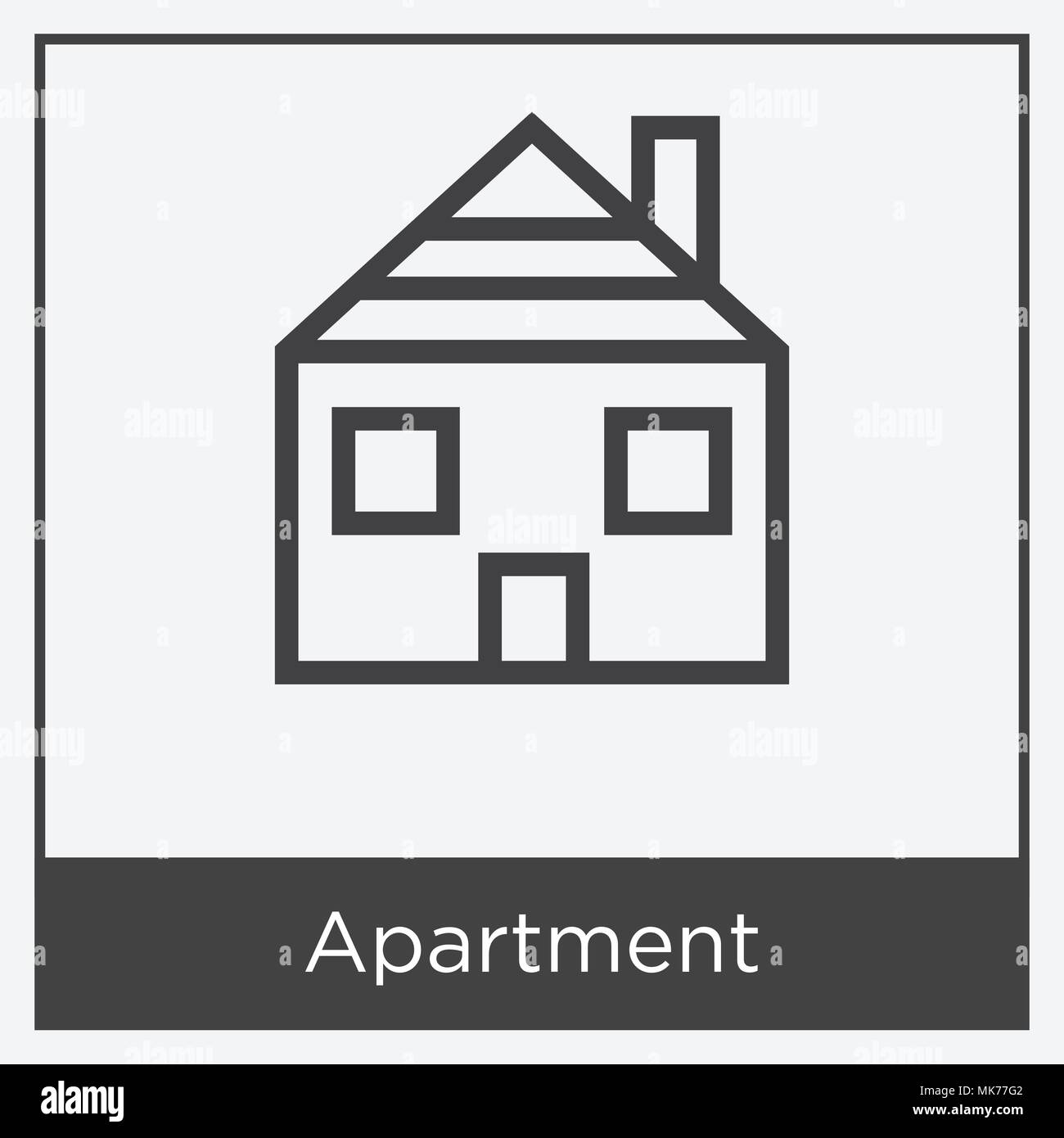 Apartment icon isolated on white background with gray frame, sign and ...