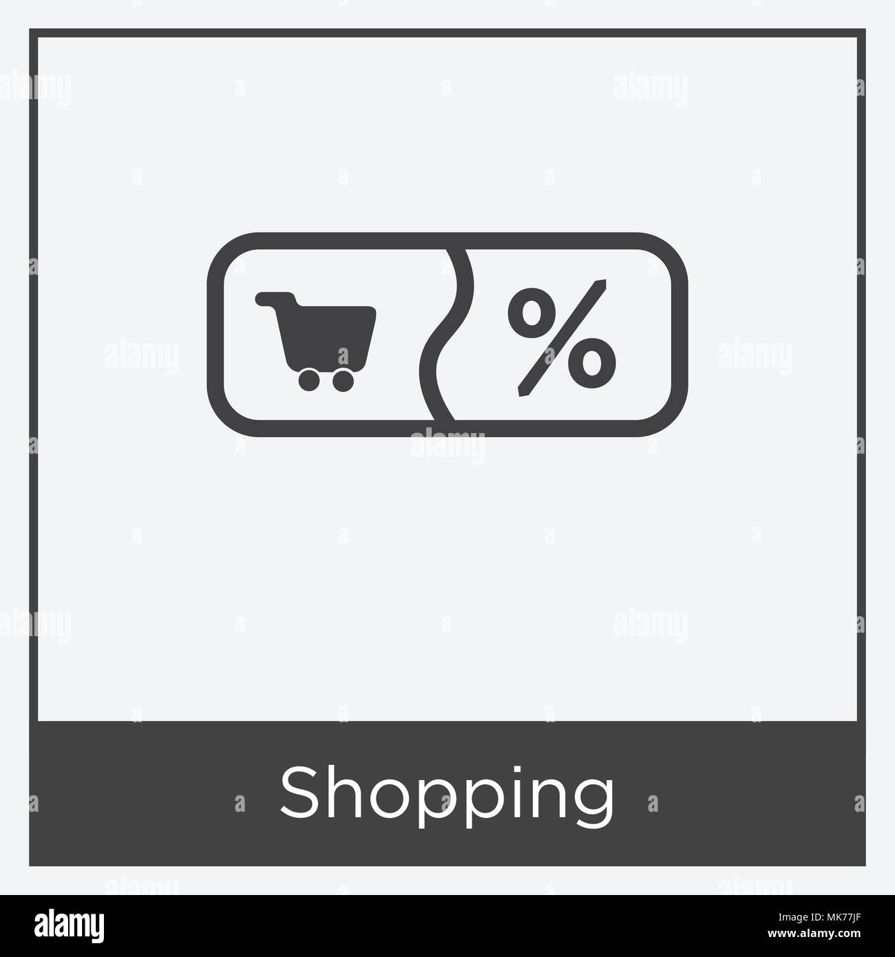 Shopping icon isolated on white background with gray frame, sign and ...