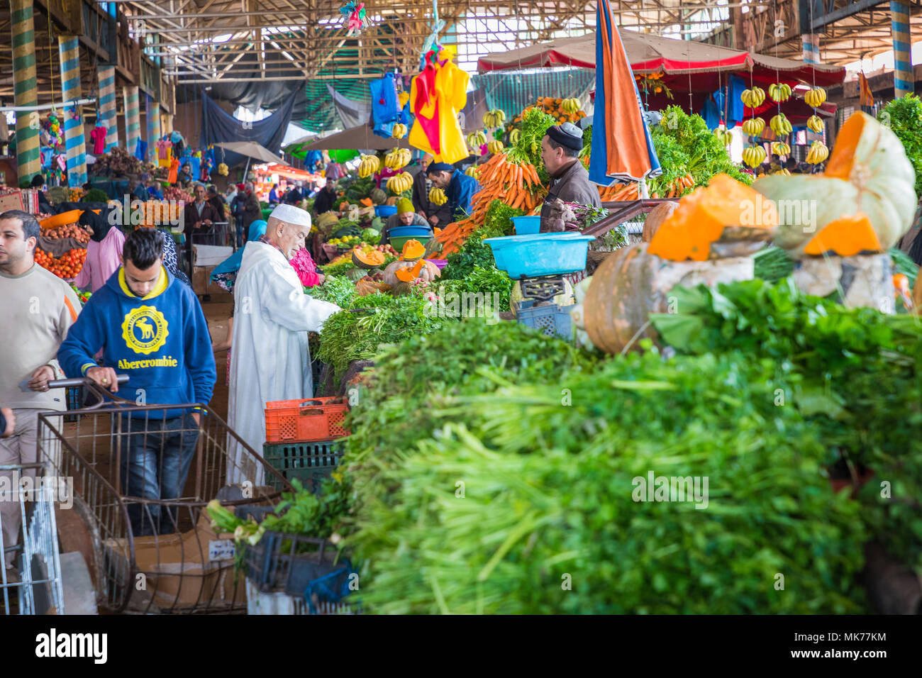 AGADIR, MOROCCO - DECEMBER 15, 2017 :Souk El Had, in the centre of ...
