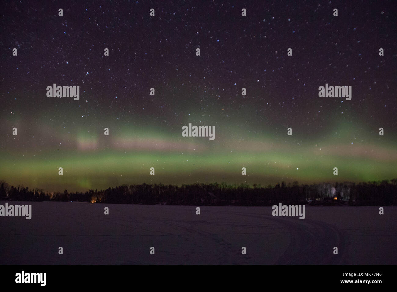 Northern Lights are a common event in Northern Minnesota Stock Photo ...
