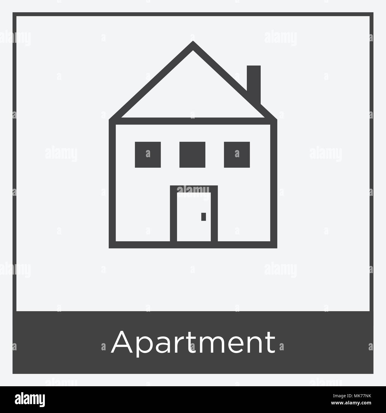 Apartment icon isolated on white background with gray frame, sign and ...