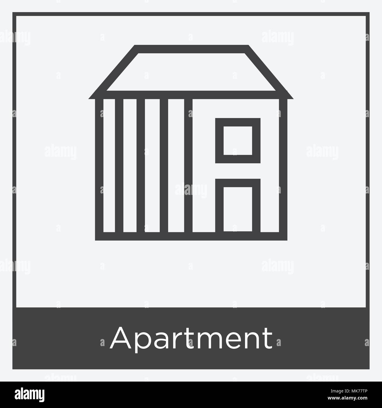 Apartment icon isolated on white background with gray frame, sign and ...