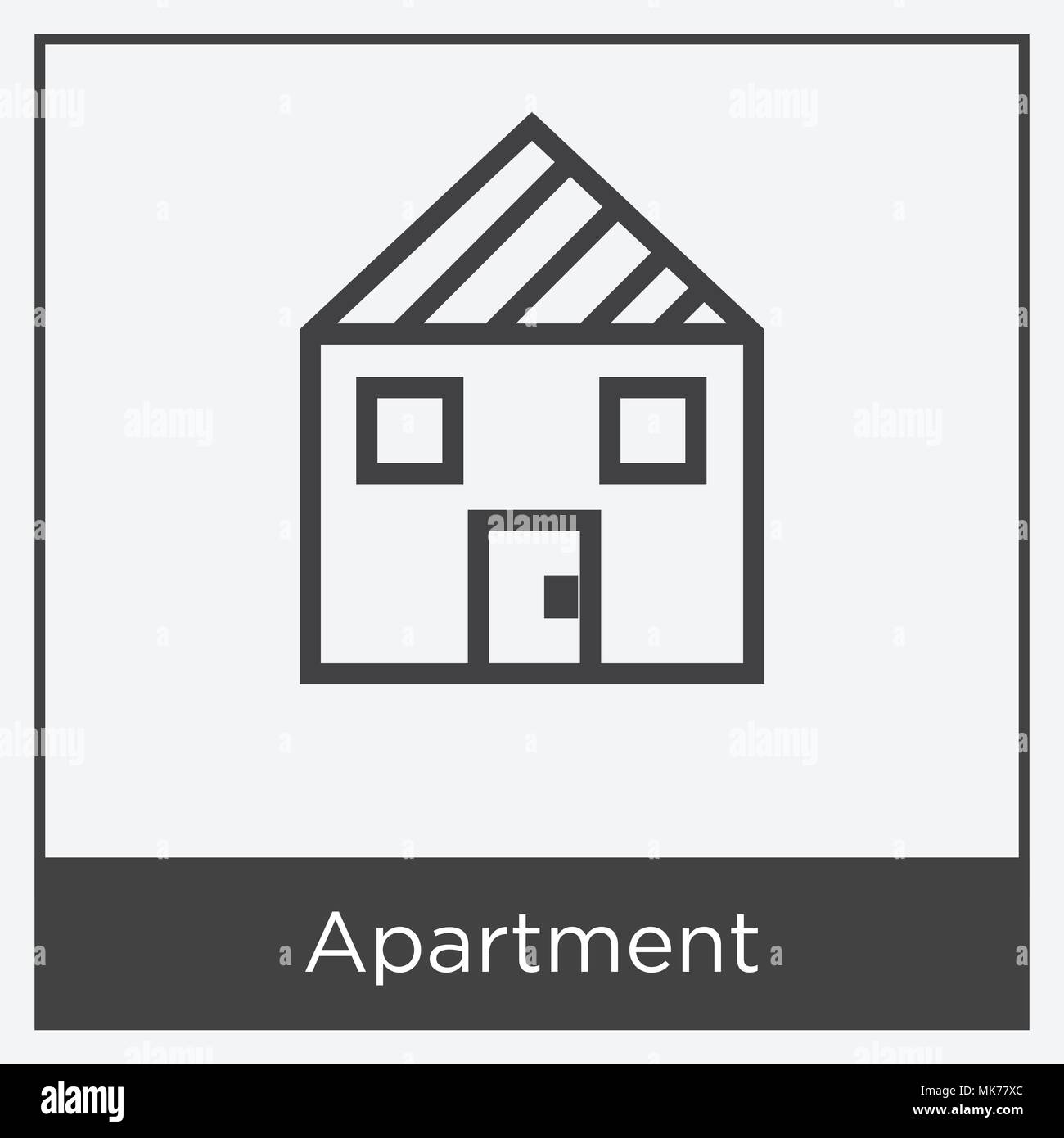 Apartment icon isolated on white background with gray frame, sign and ...
