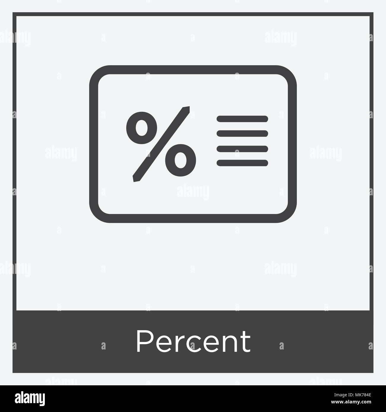 Percent icon isolated on white background with gray frame, sign and ...