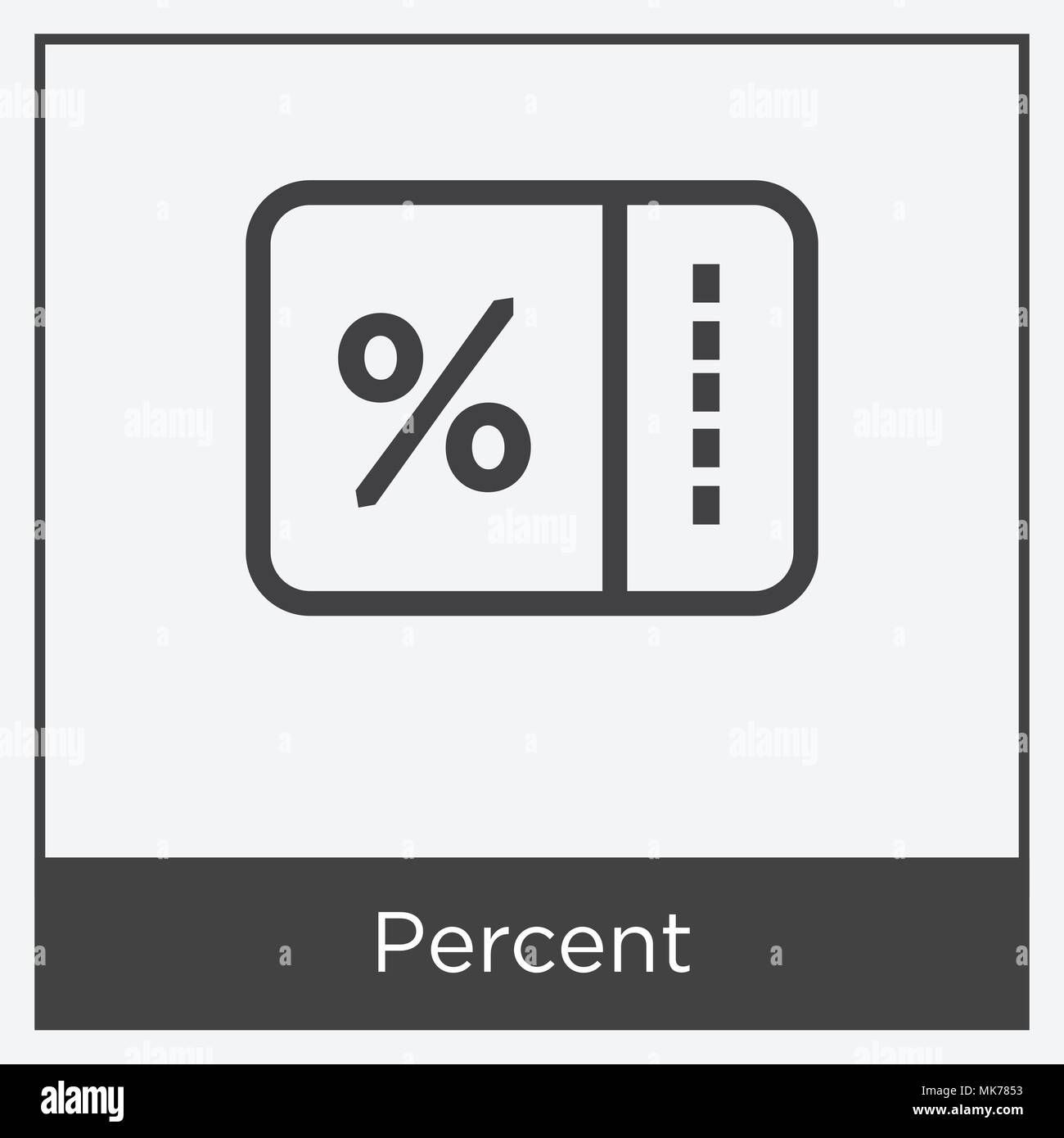 Percent icon isolated on white background with gray frame, sign and ...