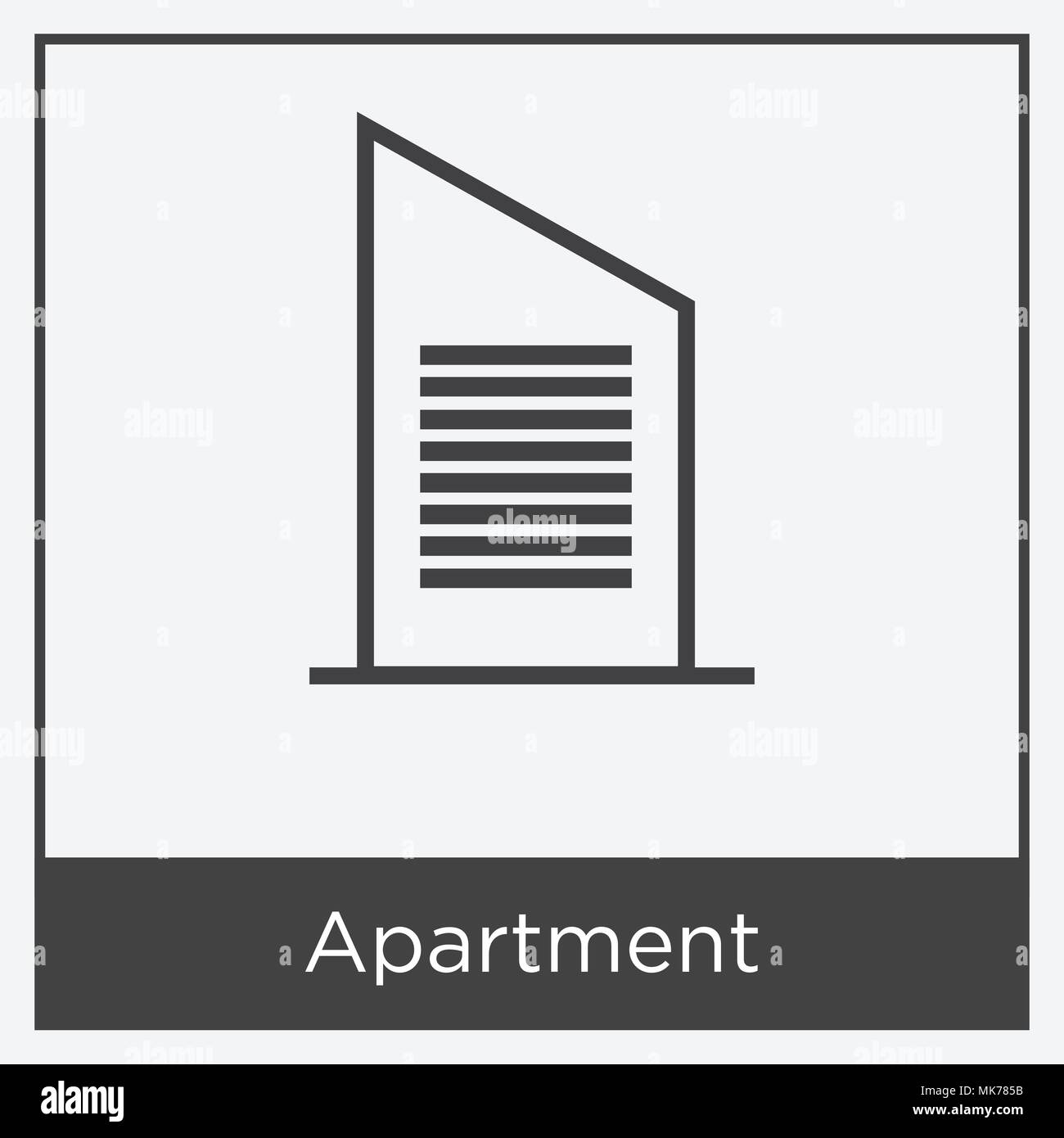 Apartment icon isolated on white background with gray frame, sign and ...