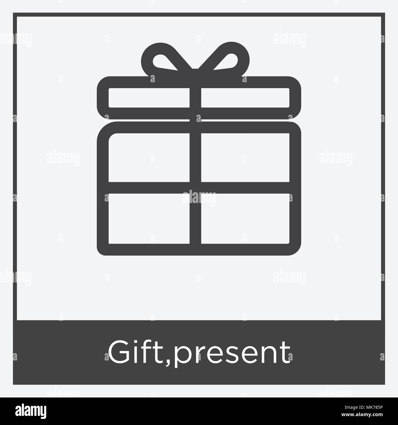 Gift,present icon isolated on white background with gray frame, sign ...