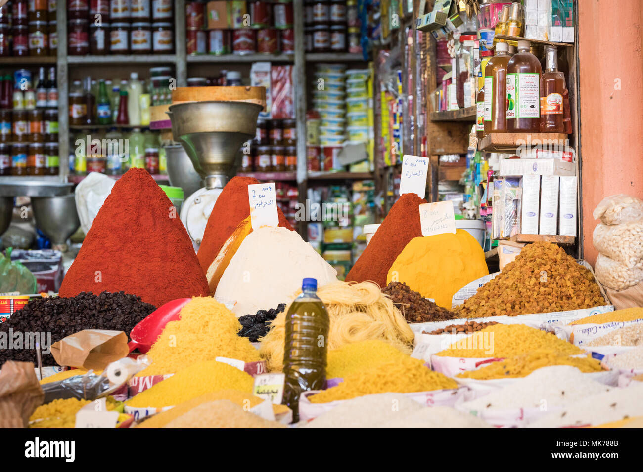 Selection of spices on a traditional Moroccan market (souk) in ...
