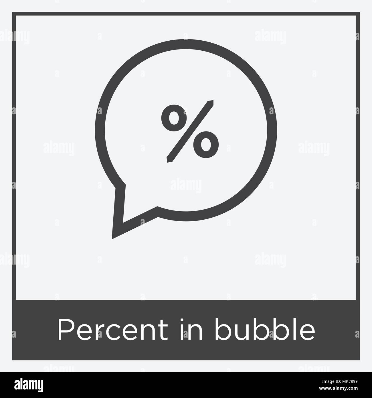 Percent in bubble icon isolated on white background with gray frame ...