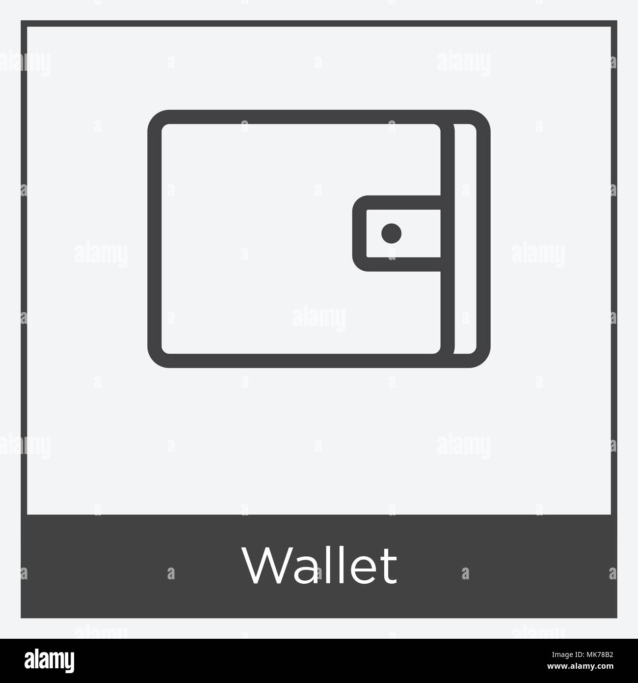 Wallet icon isolated on white background with gray frame, sign and ...