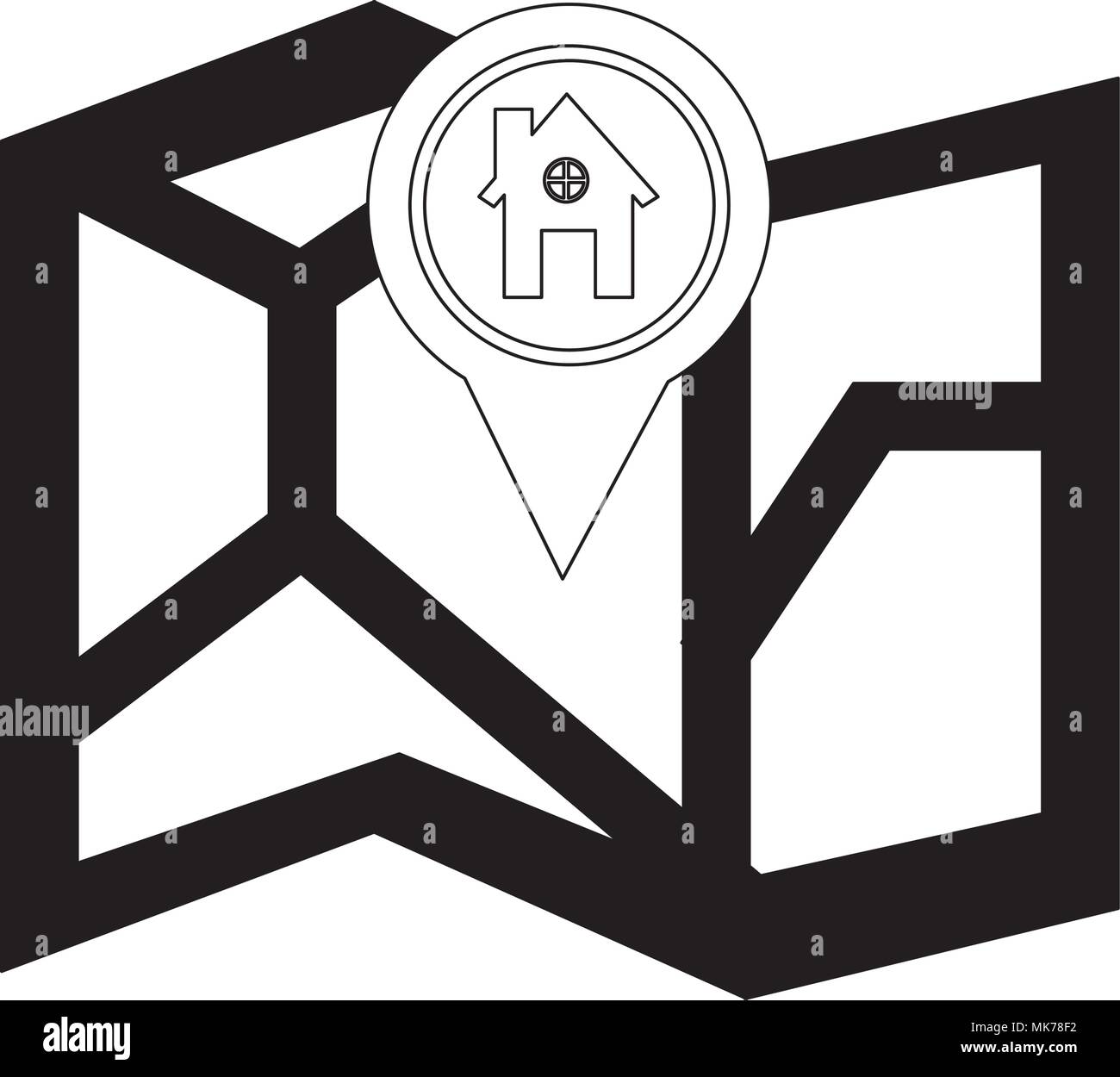 paper map guide with house icon vector illustration design Stock Vector ...