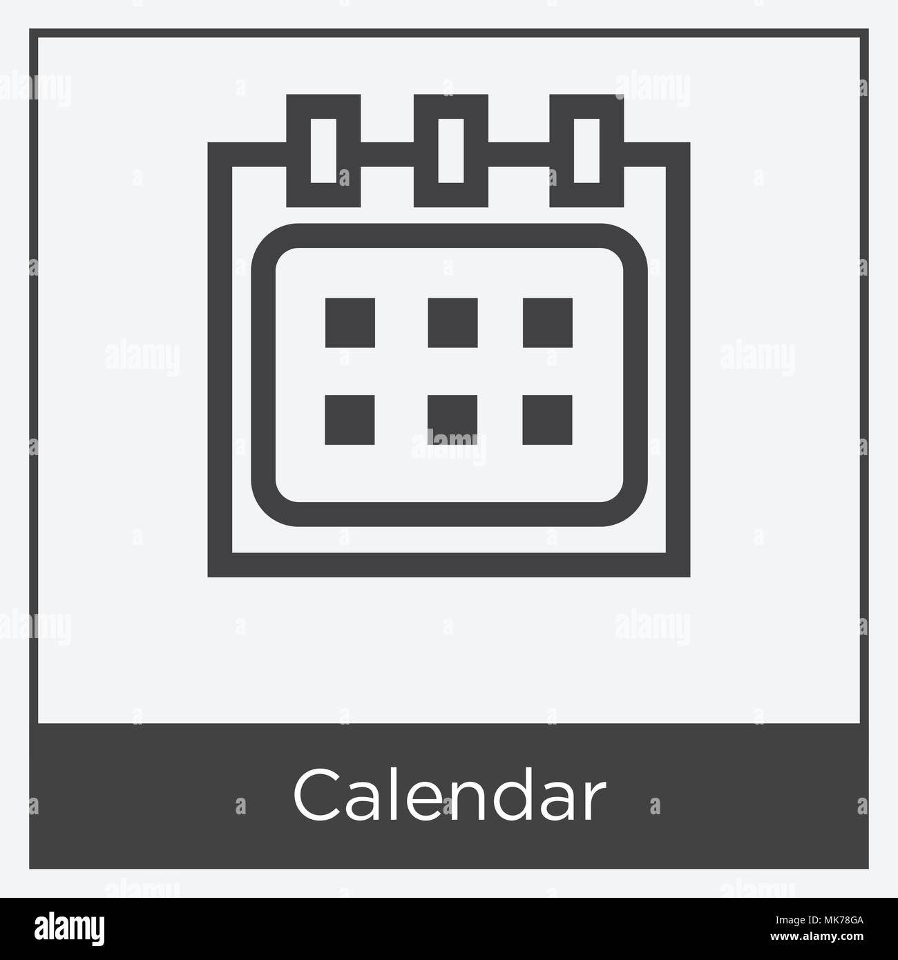 Calendar icon isolated on white background with gray frame, sign and ...