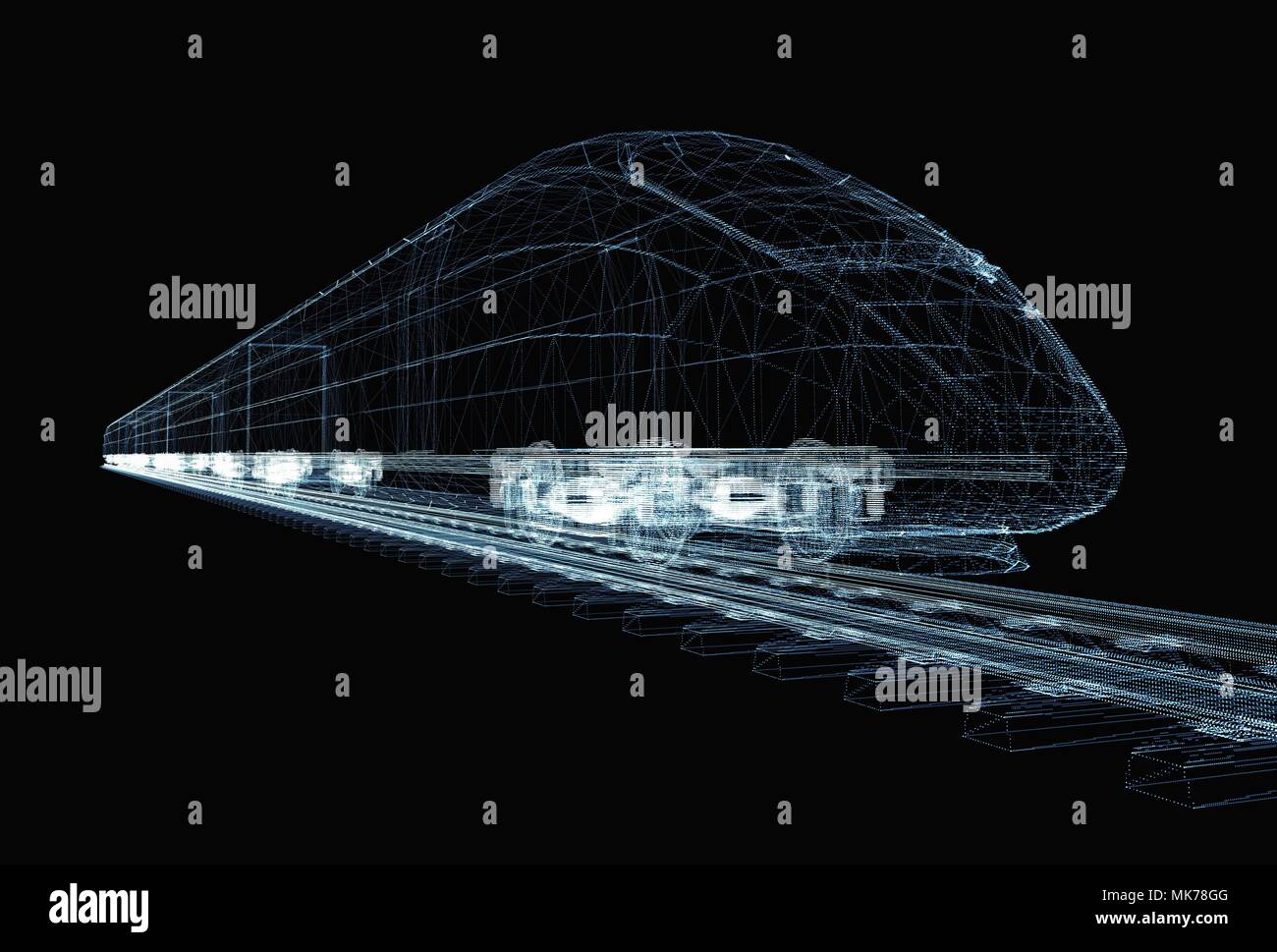 Abstract polygonal high-speed passenger train Stock Photo - Alamy