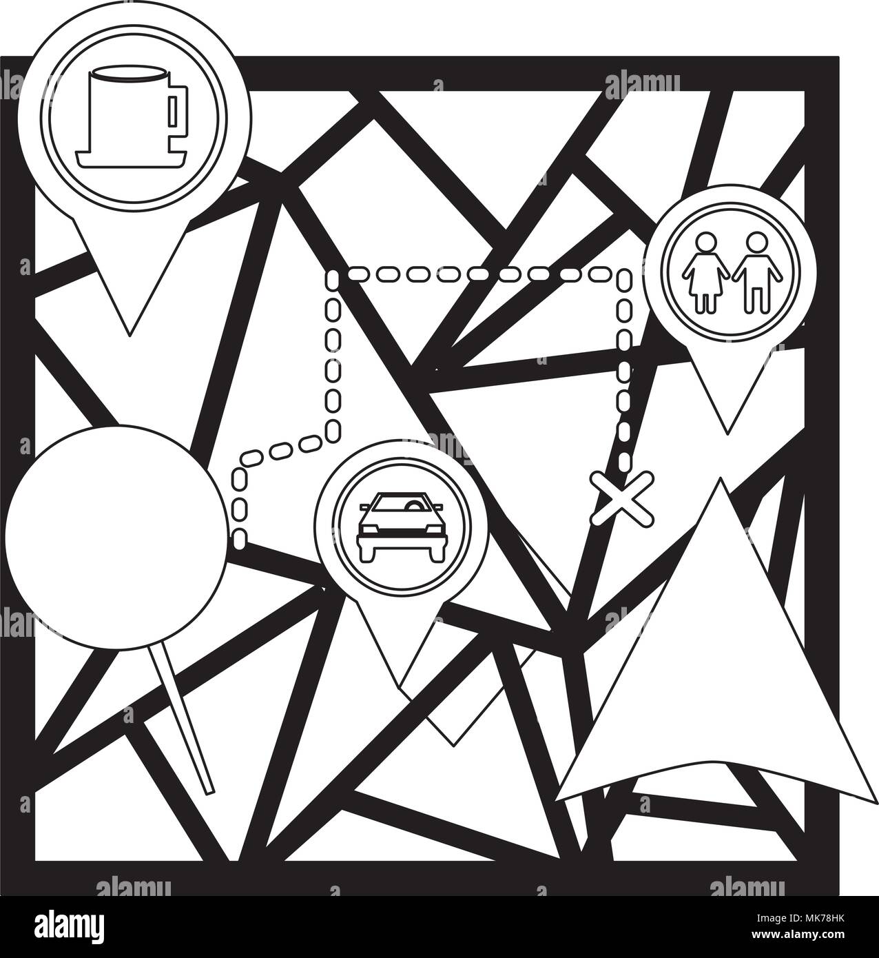 paper map guide with important places vector illustration design Stock ...