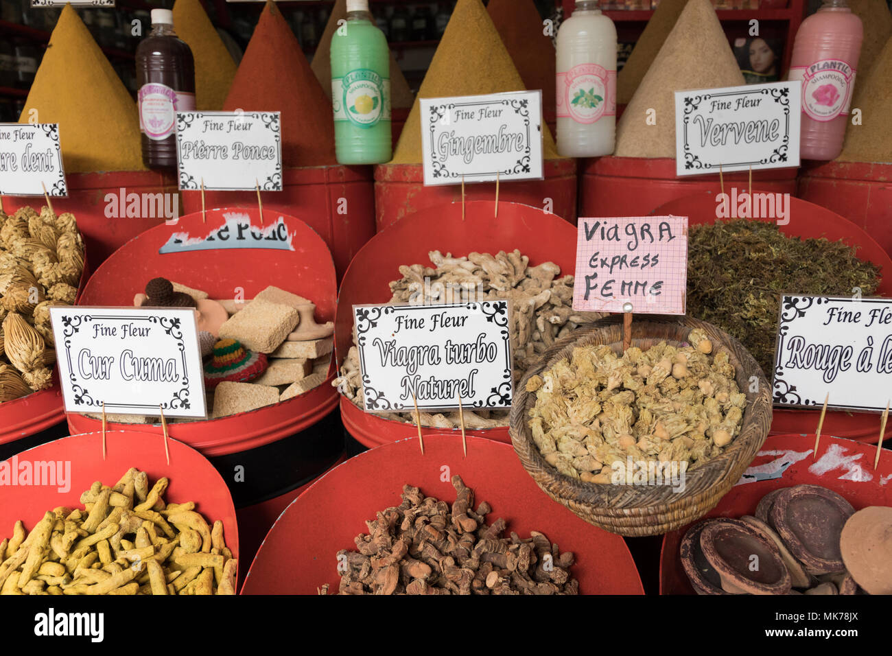 Selection of spices on a traditional Moroccan market (souk) in ...