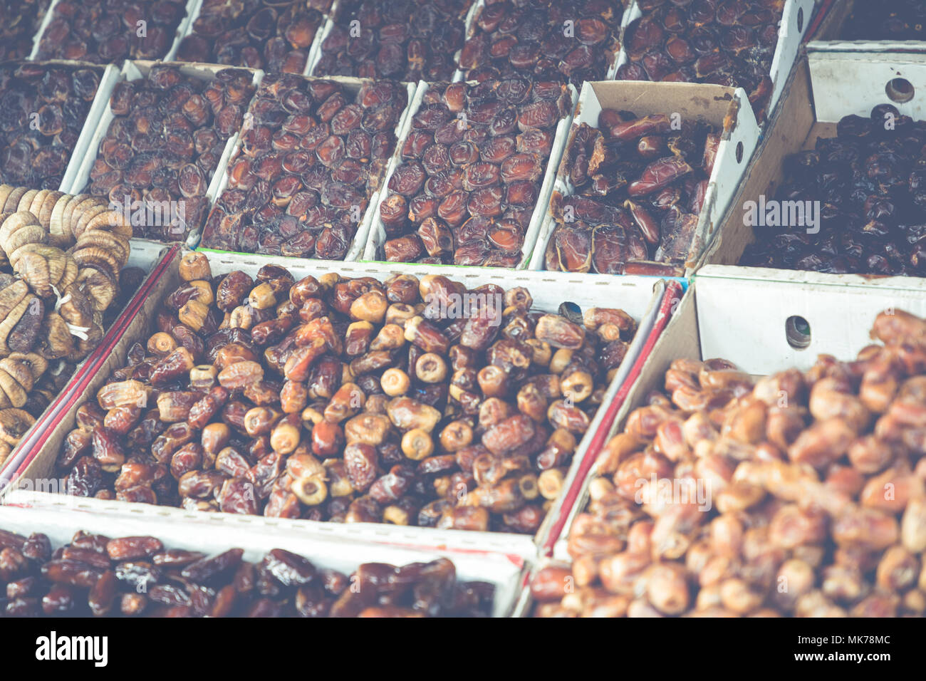 Nuts and dried fruit for sale in the souk of Fes, Morocco Stock Photo ...