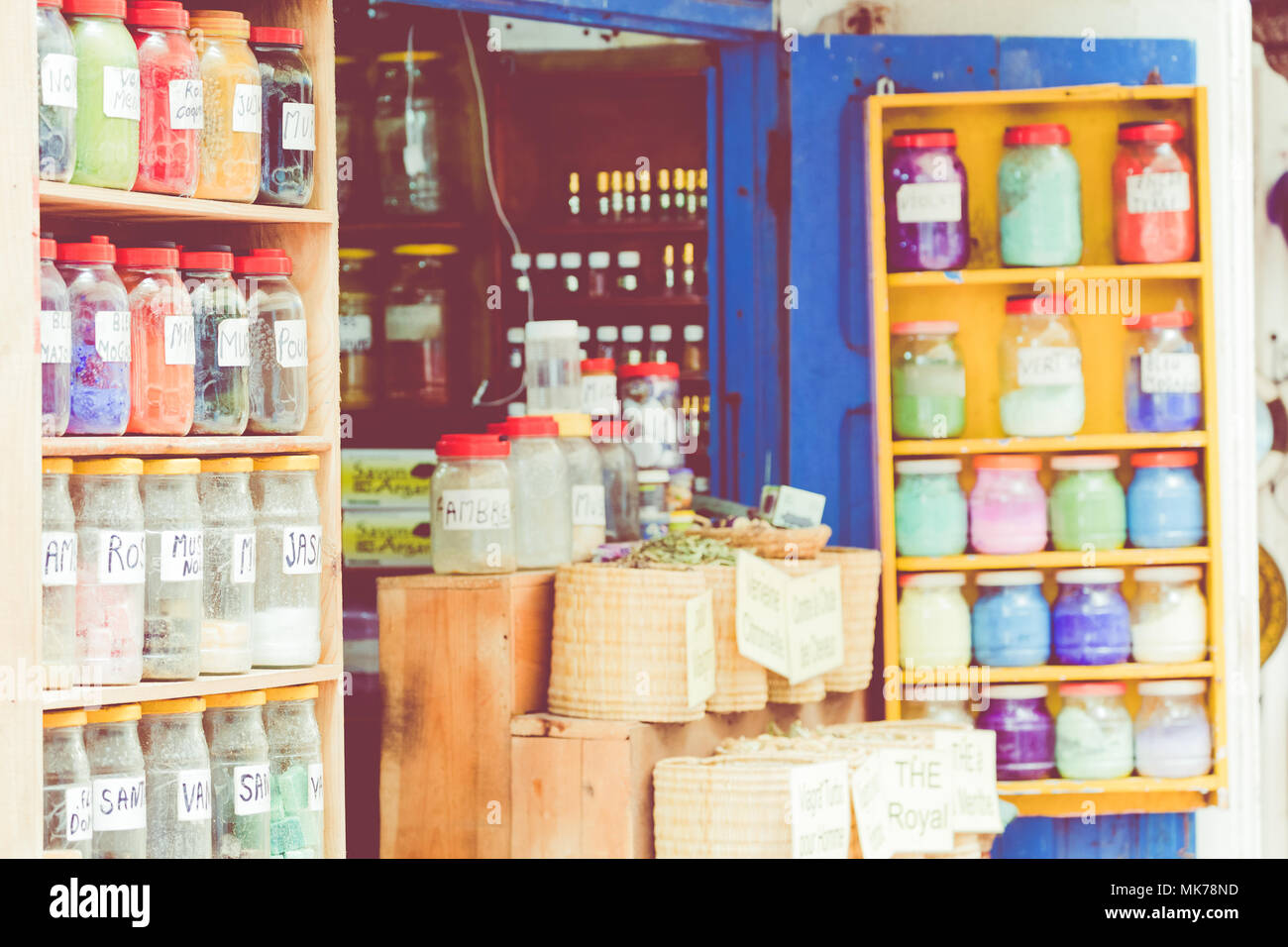 Selection of spices on a traditional Moroccan market (souk) in ...
