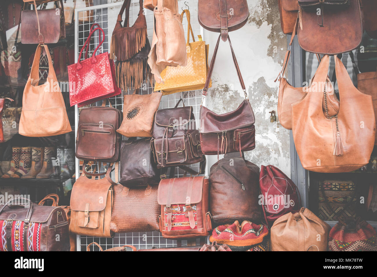 Moroccan leather goods bags hi-res stock photography and images - Alamy