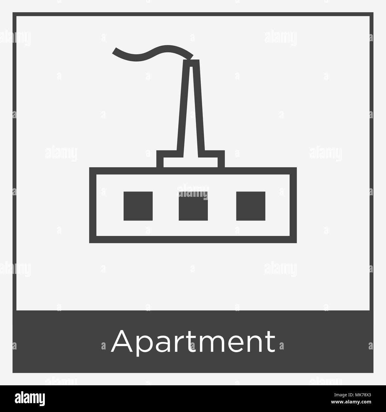 Apartment icon isolated on white background with gray frame, sign and ...