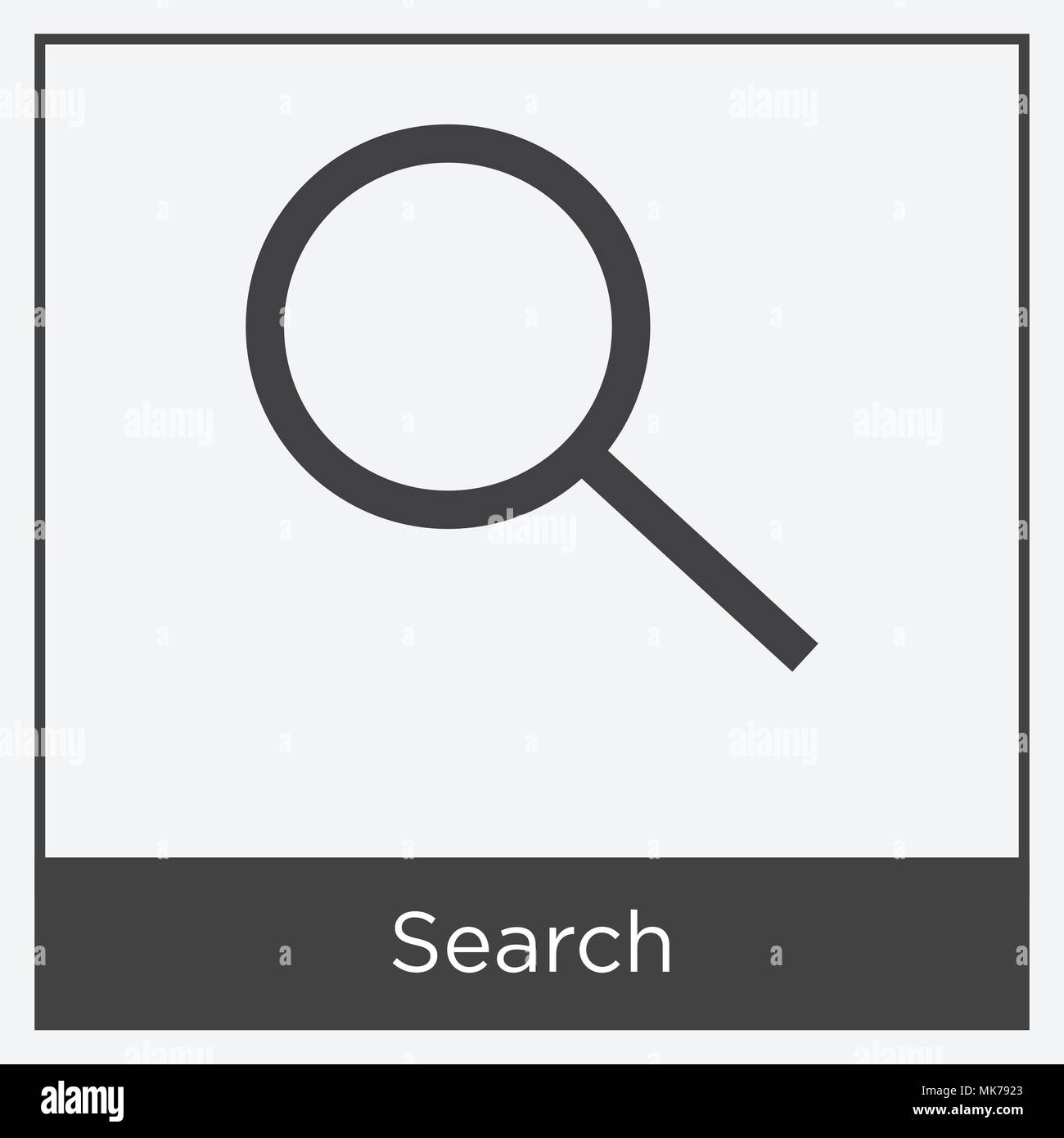 Search icon isolated on white background with gray frame, sign and ...