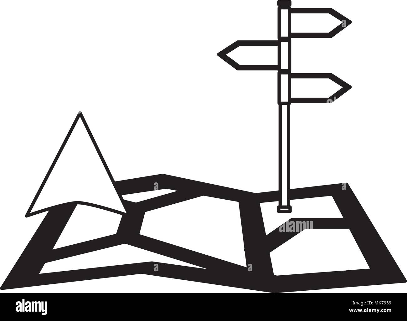 paper map guide with arrows sign vector illustration design Stock ...