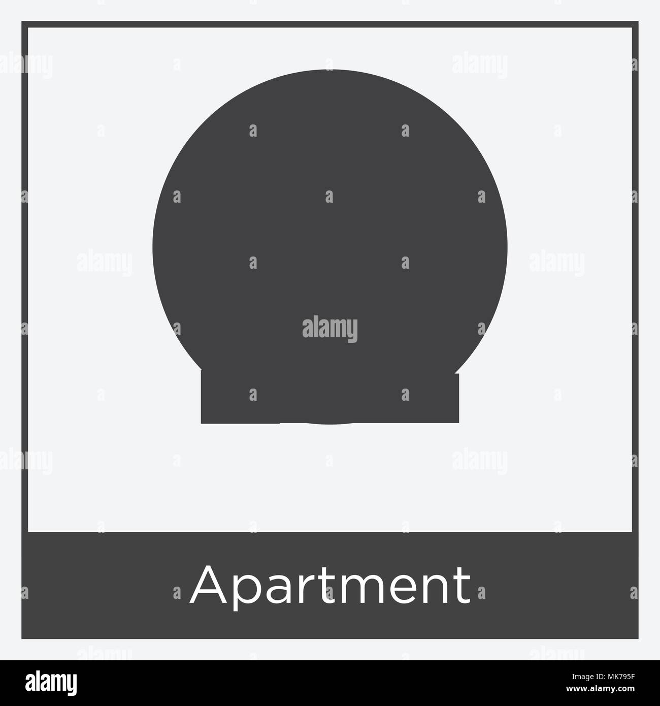 Apartment icon isolated on white background with gray frame, sign and ...