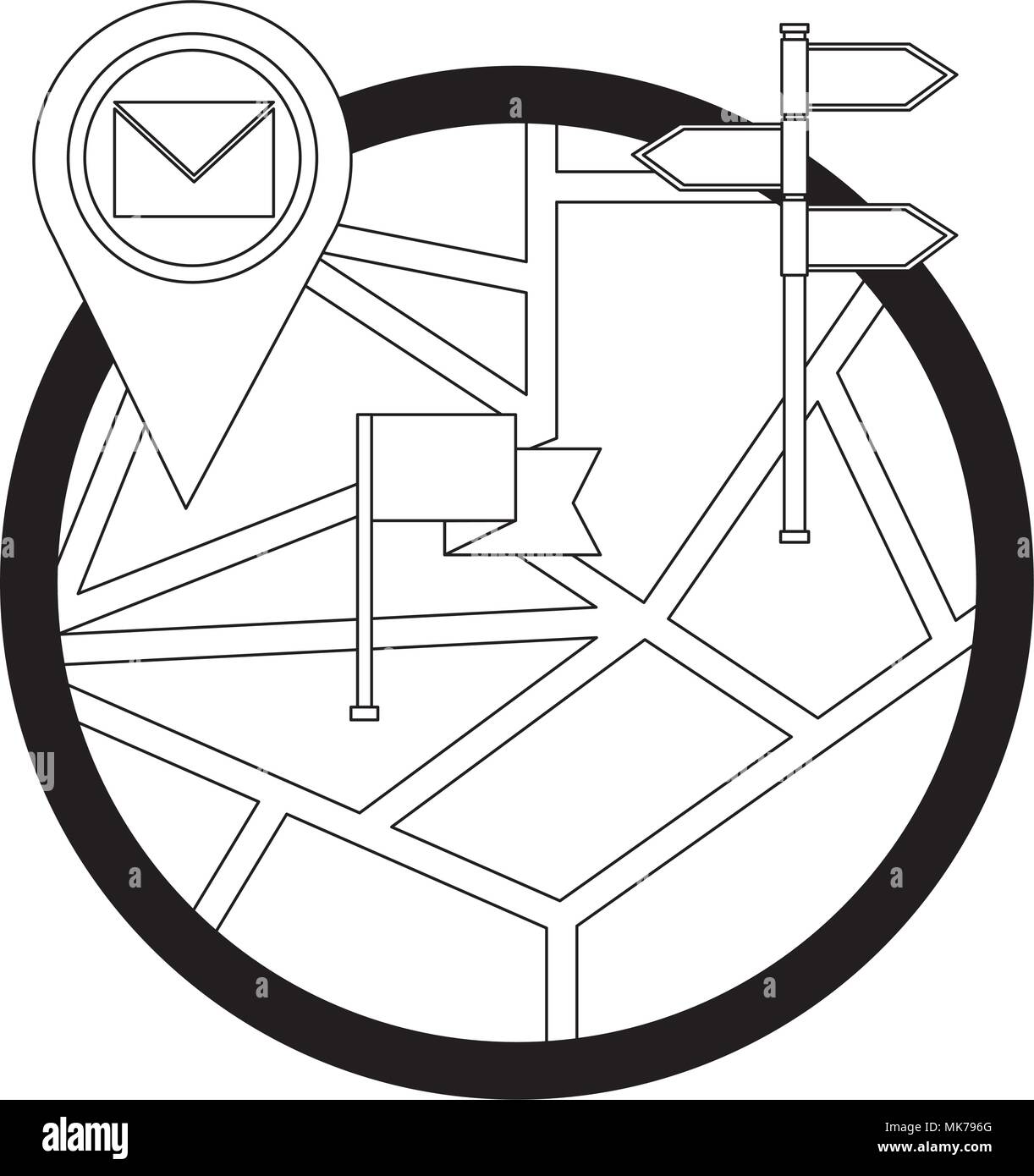 paper map guide in shape circle icon vector illustration design Stock ...