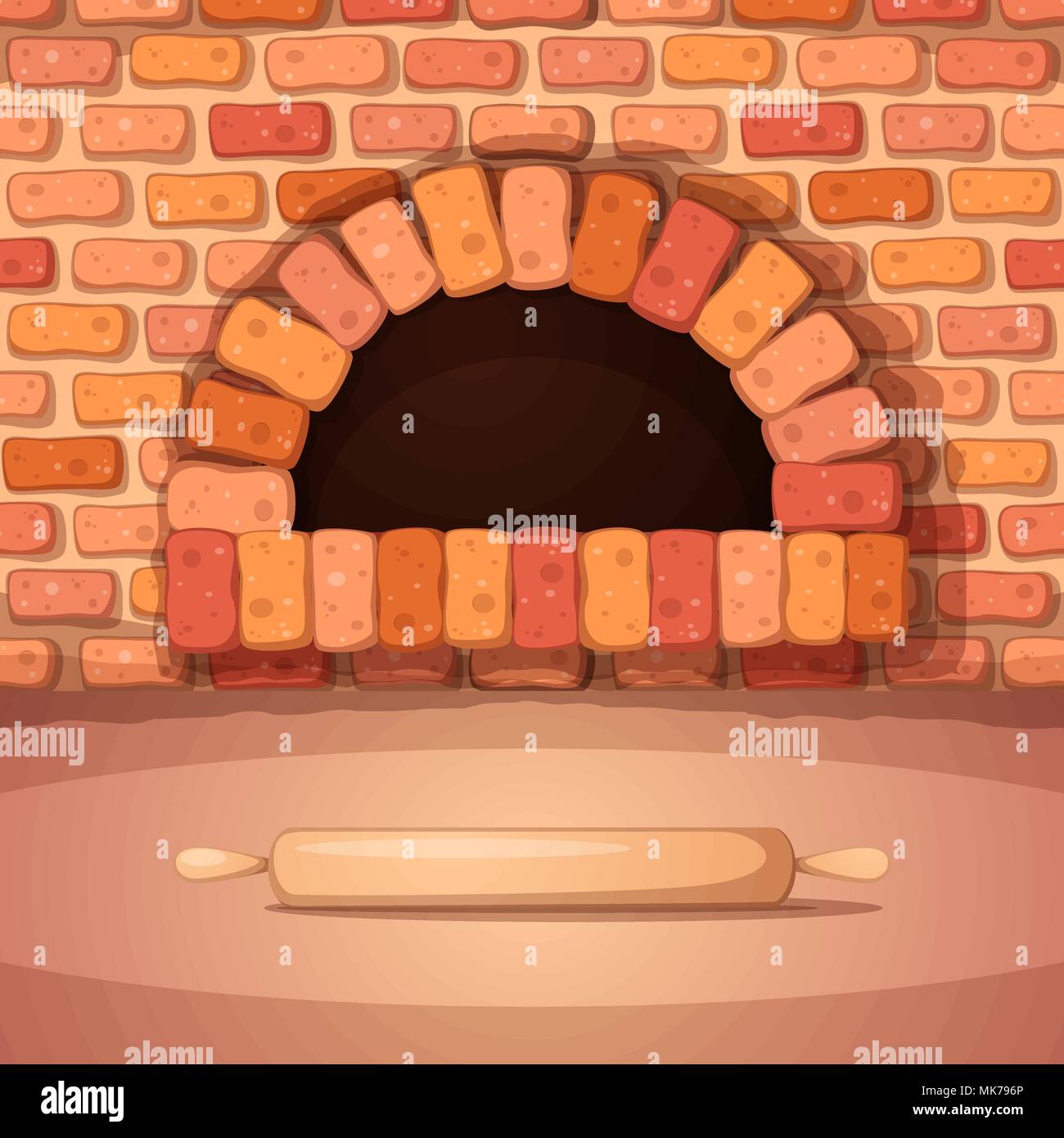 Oven, bonfire, stove, bakery rolling pin - cartoon illustration Stock ...
