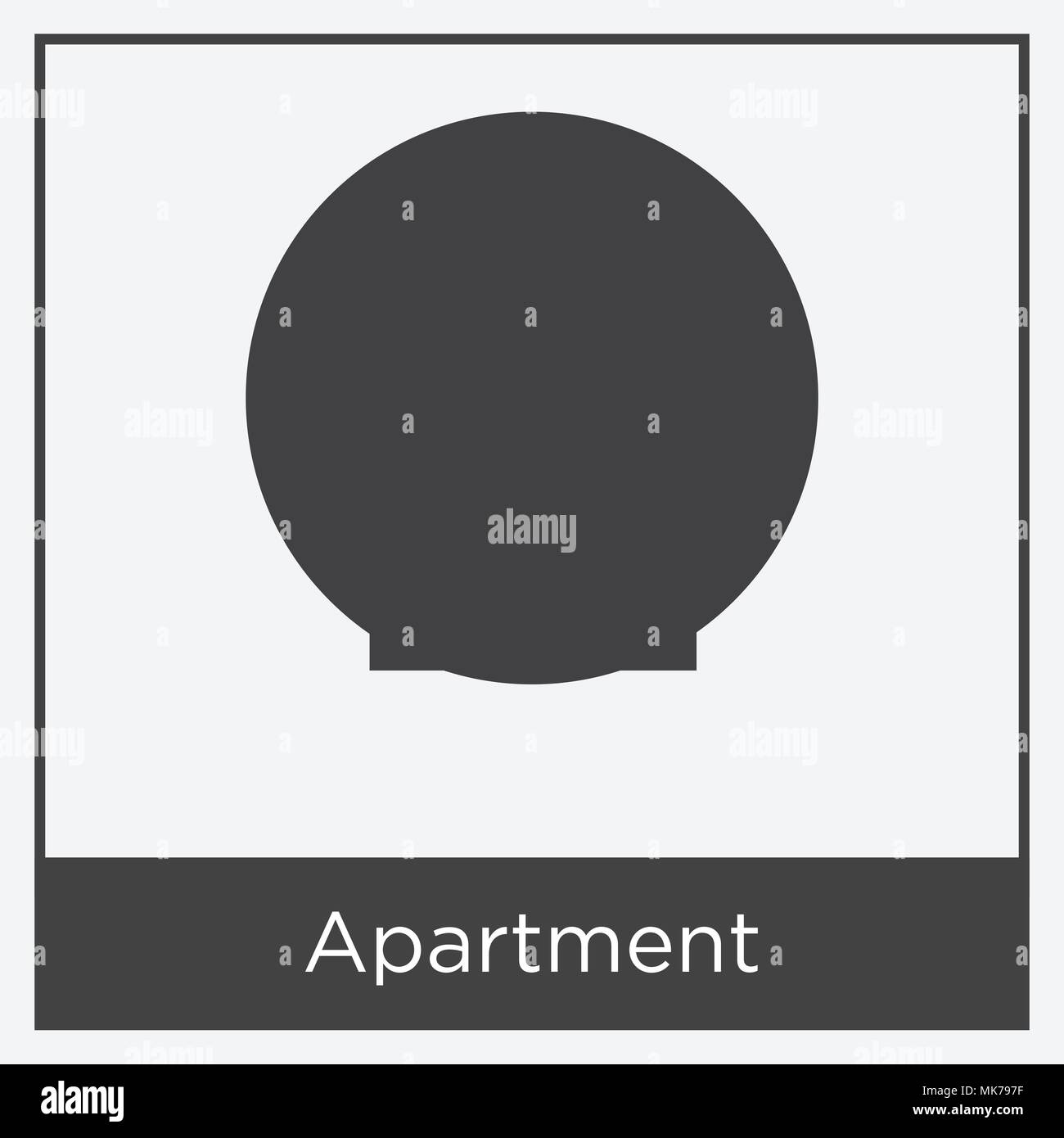 Apartment icon isolated on white background with gray frame, sign and ...