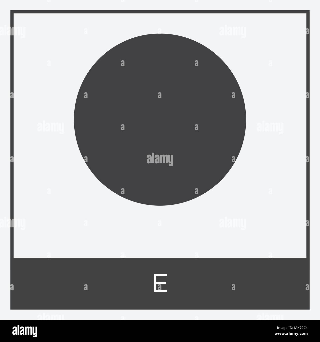 E icon isolated on white background with gray frame, sign and symbol ...