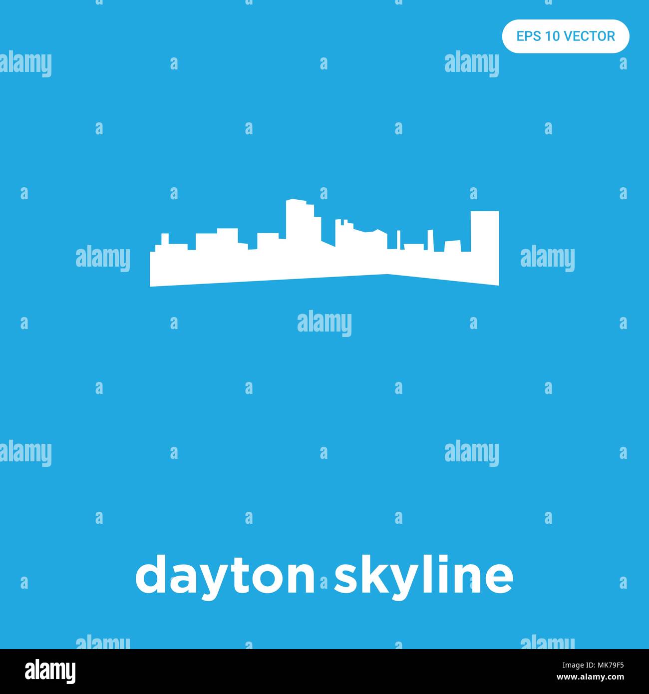 dayton skyline vector icon isolated on blue background, sign and symbol ...
