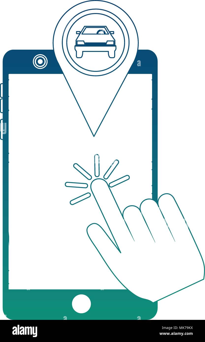 hand with smartphone and gps application icon vector illustration ...