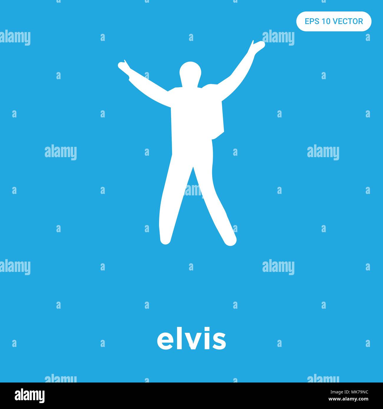 elvis vector icon isolated on blue background, sign and symbol Stock ...