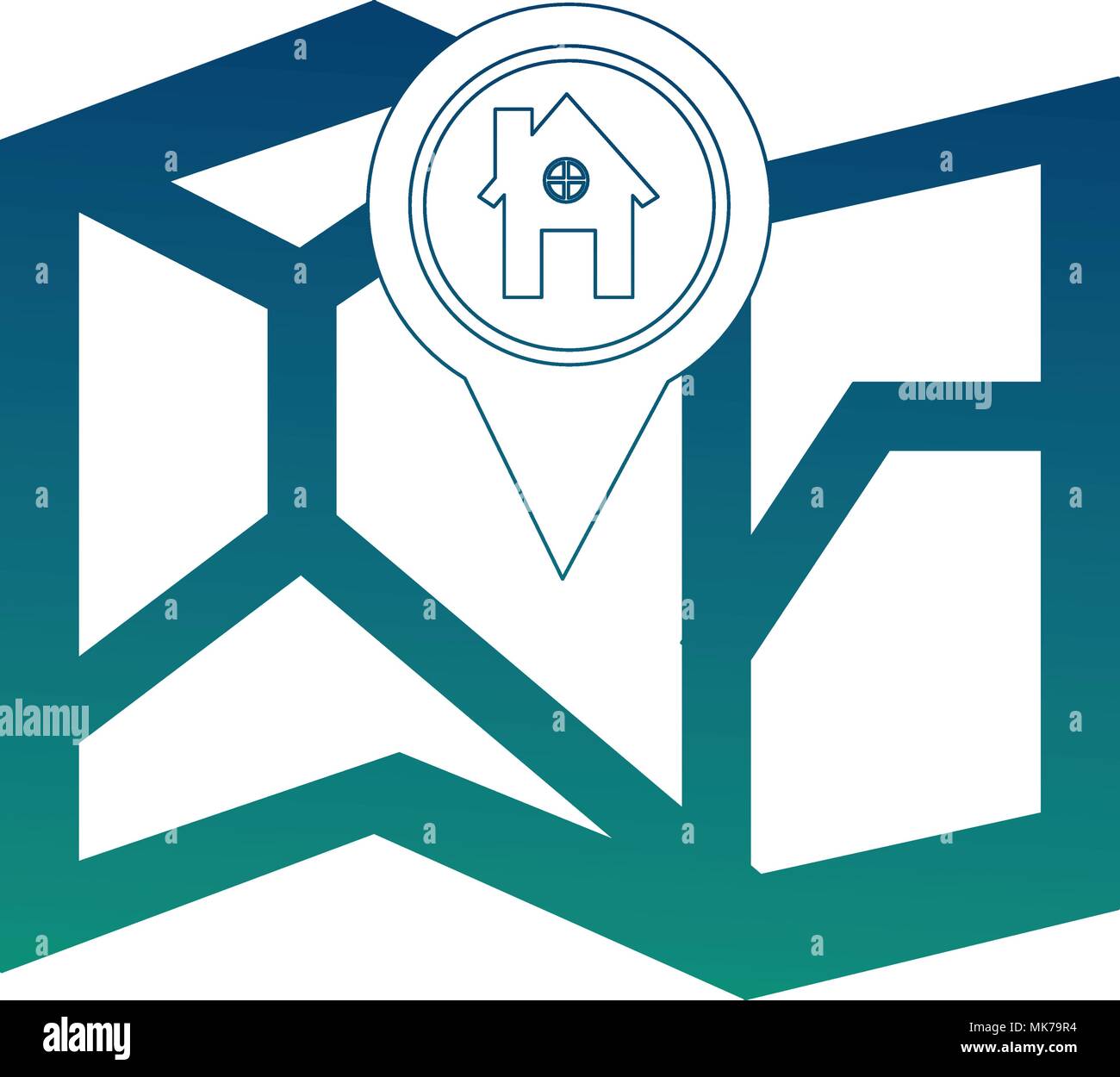 paper map guide with house icon vector illustration design Stock Vector ...