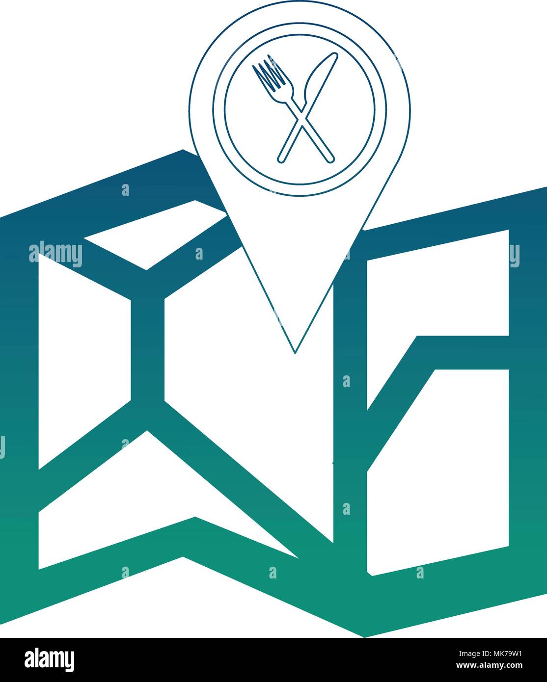 paper map guide with signal restaurant icon vector illustration design ...