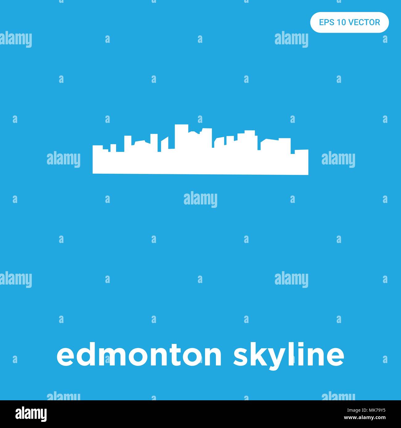 edmonton skyline vector icon isolated on blue background, sign and ...