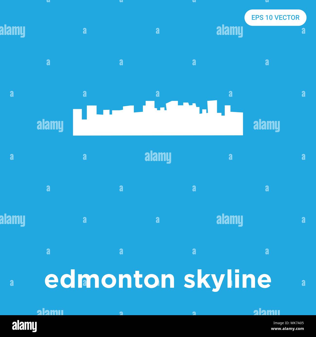 edmonton skyline vector icon isolated on blue background, sign and ...