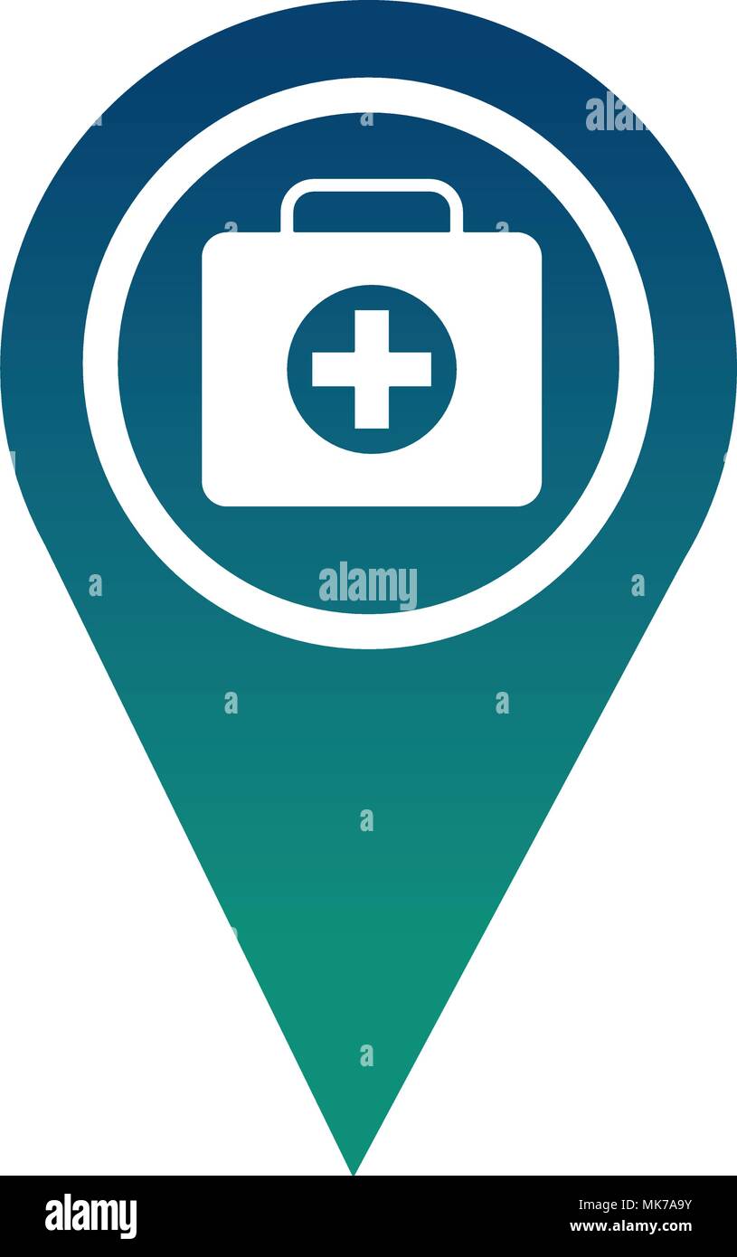 pin pointer location with first aid kit icon vector illustration design ...